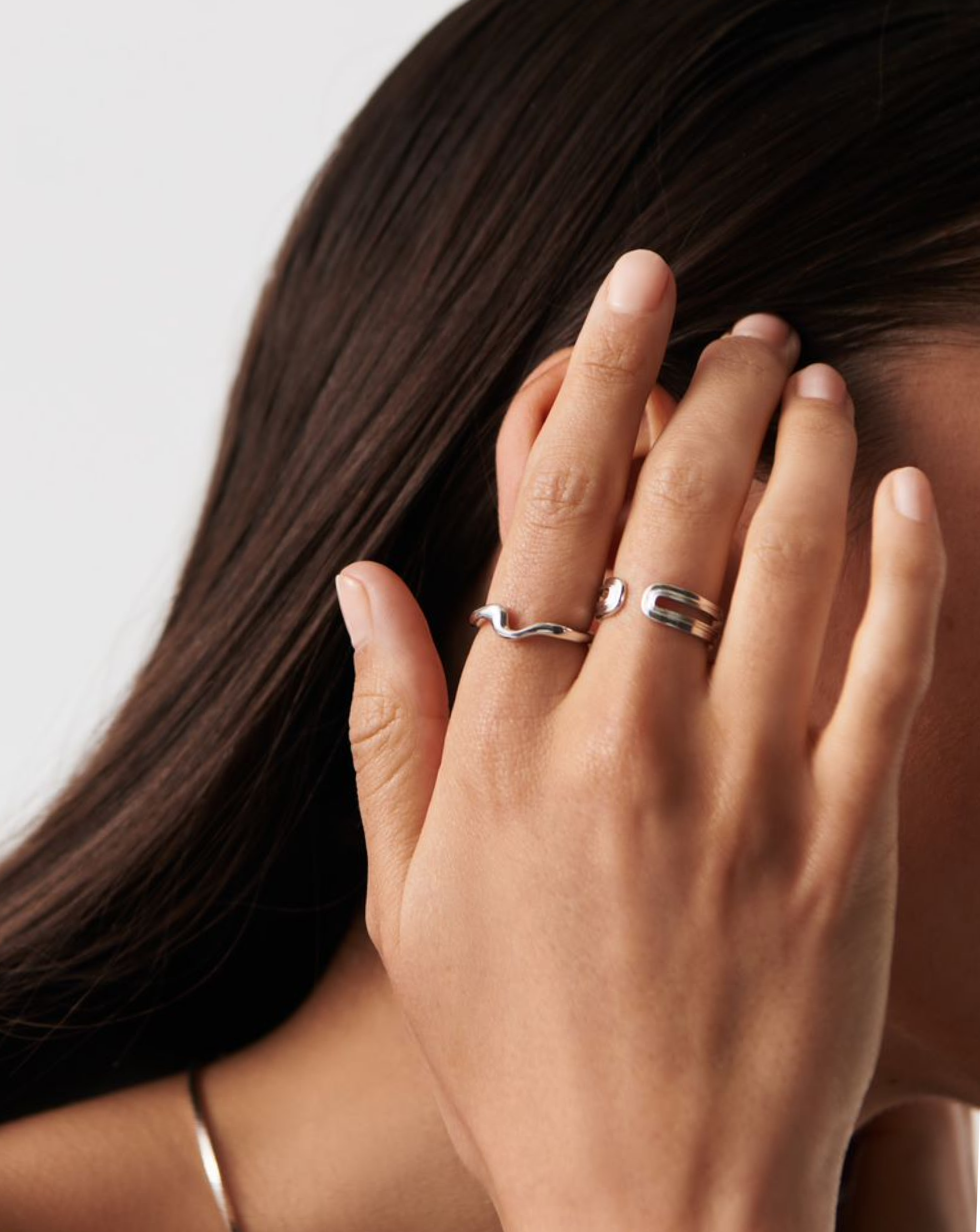Wavy Stacking Ring in Rhodium Plated Sterling Silver | Molten Wave ...